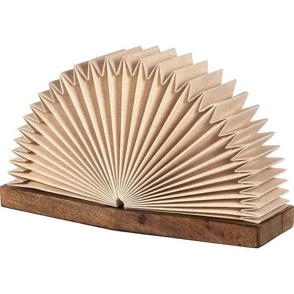 JONATHAN Y Darla Modern Art Deco Paper Half Pleated Fan Led Table Lamp - Natural - 9.6"